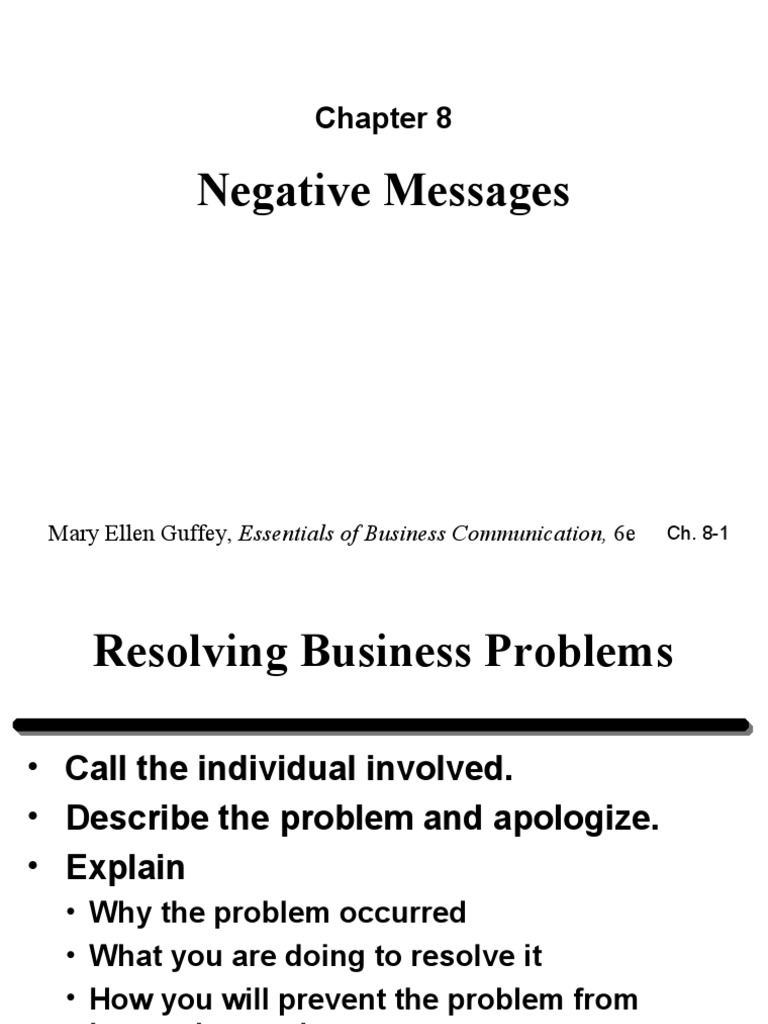 Negative Messages: Mary Ellen Guffey, Essentials of Business ...