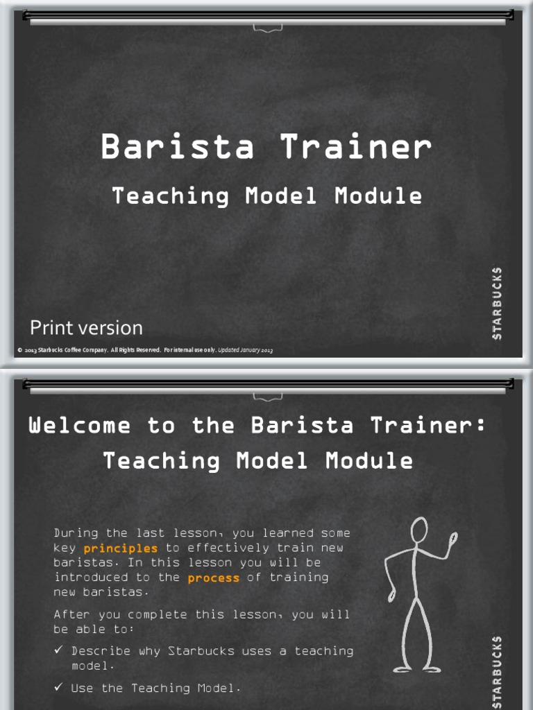 BaristaTrainer TeachingModel Print A4 | PDF | Starbucks | Learning