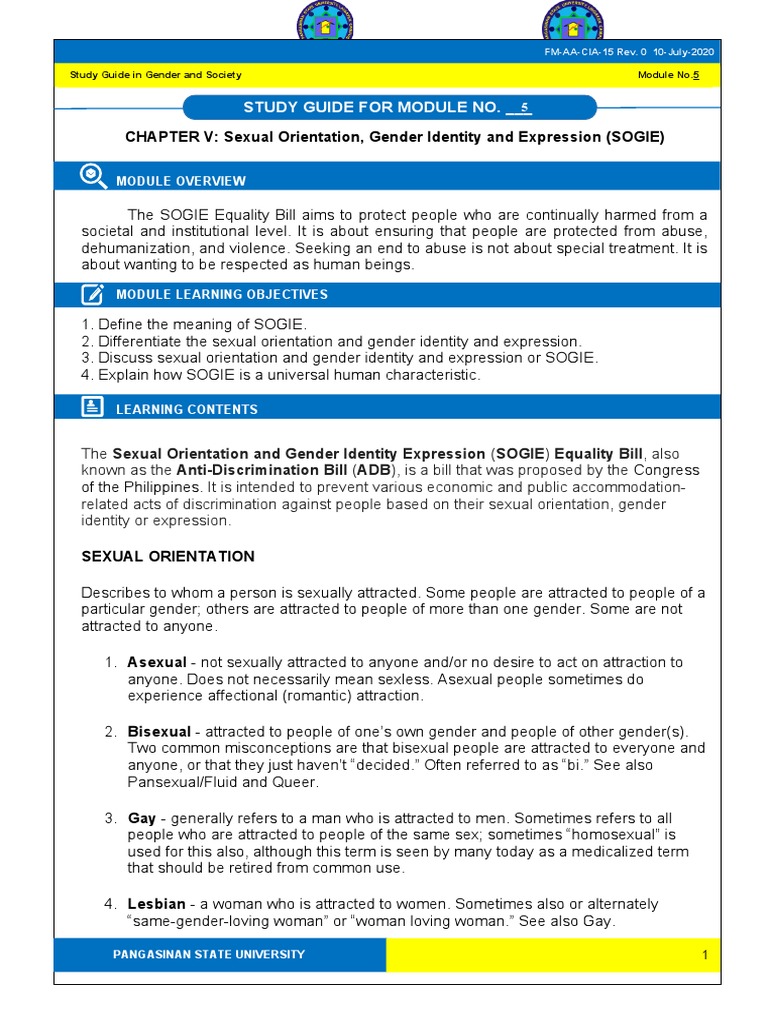 GEE2 Module 5 - SOGIE | PDF | Lgbt | LGBTQIA+ Studies