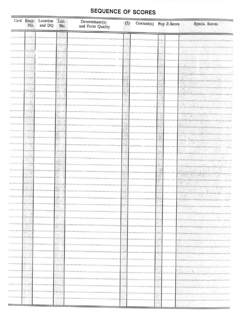 Rorschach Scoring Sheet | PDF