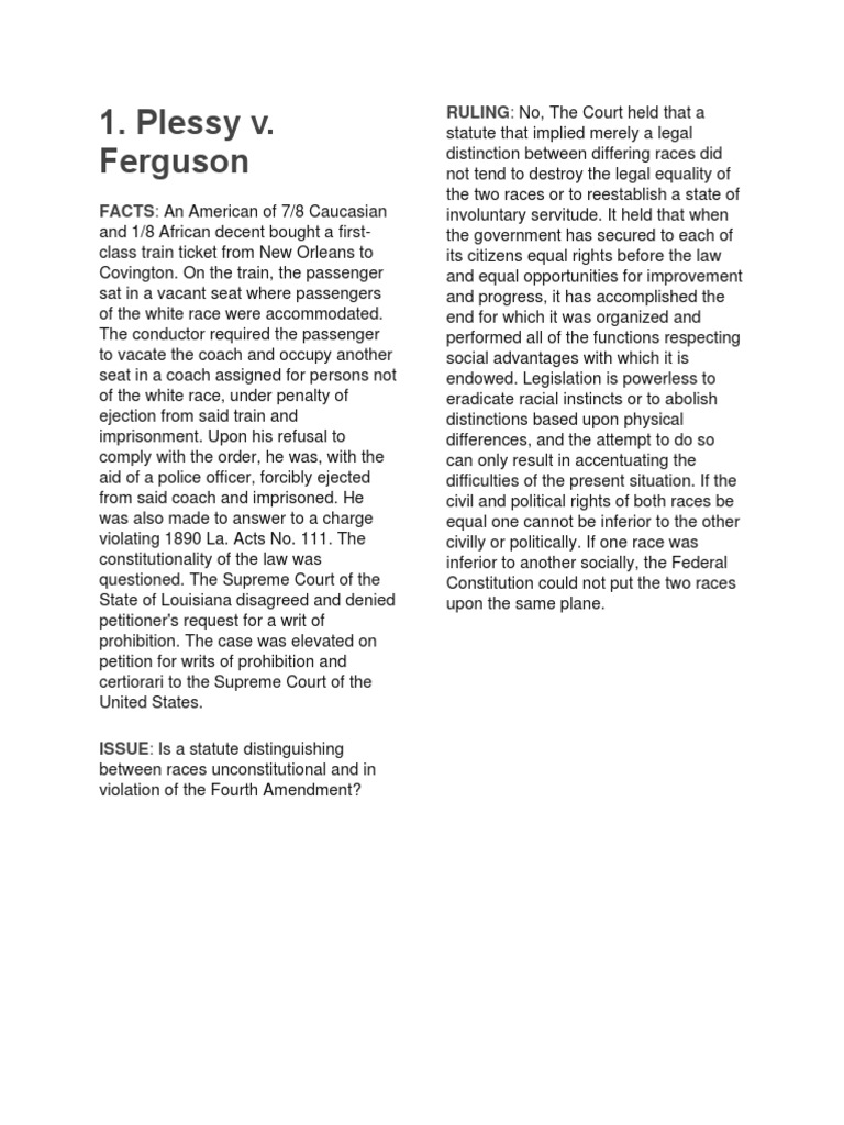 Plessy v. Ferguson: Ruling | PDF | Justice | Crime & Violence