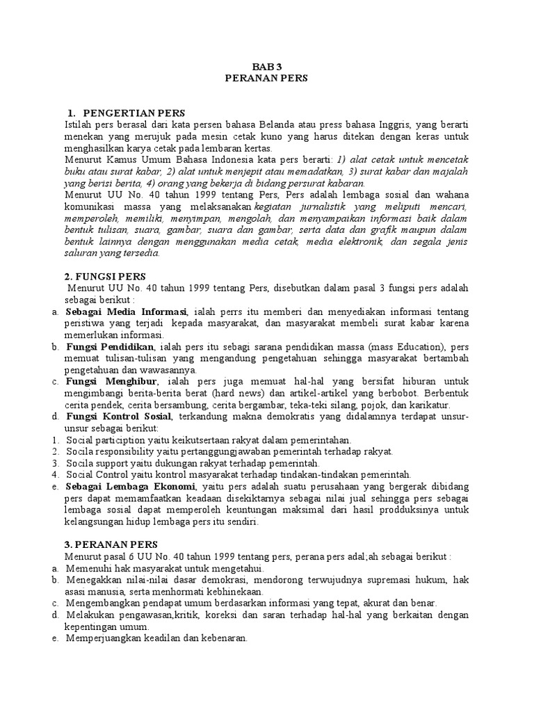 Materi PKN Peranan Pers | PDF