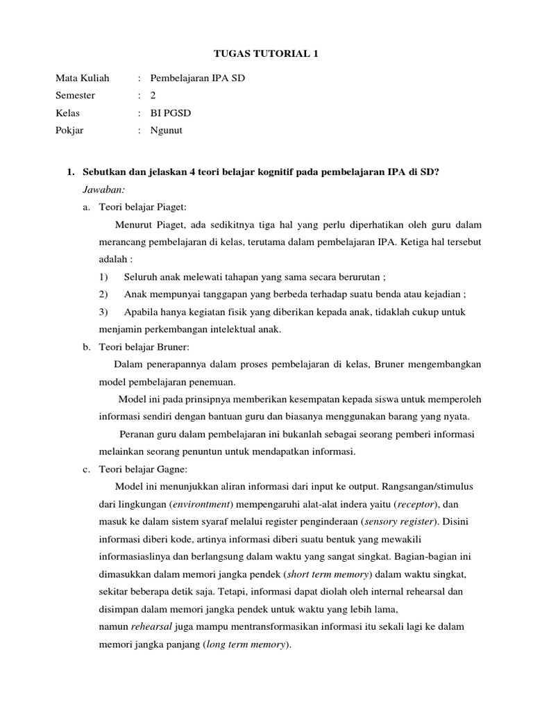 PDGK4202 - TT1 - Pembelajara Ipa Di SD | PDF