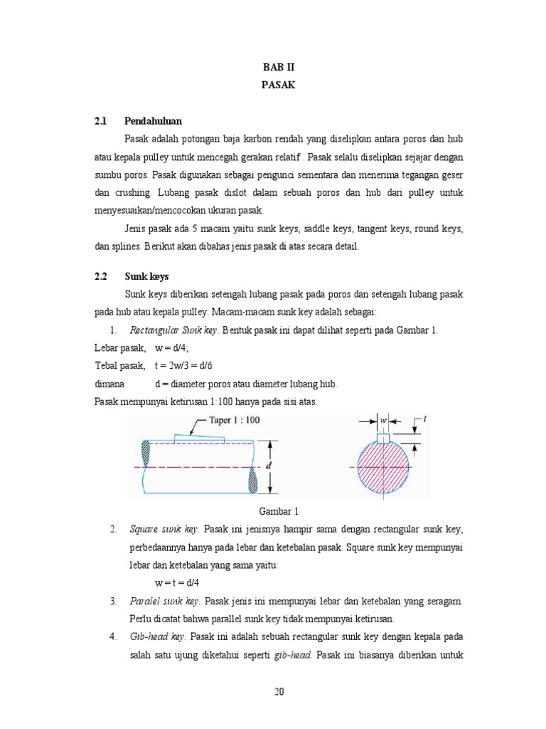 Jenis dan Ukuran Pasak dalam Mesin | PDF