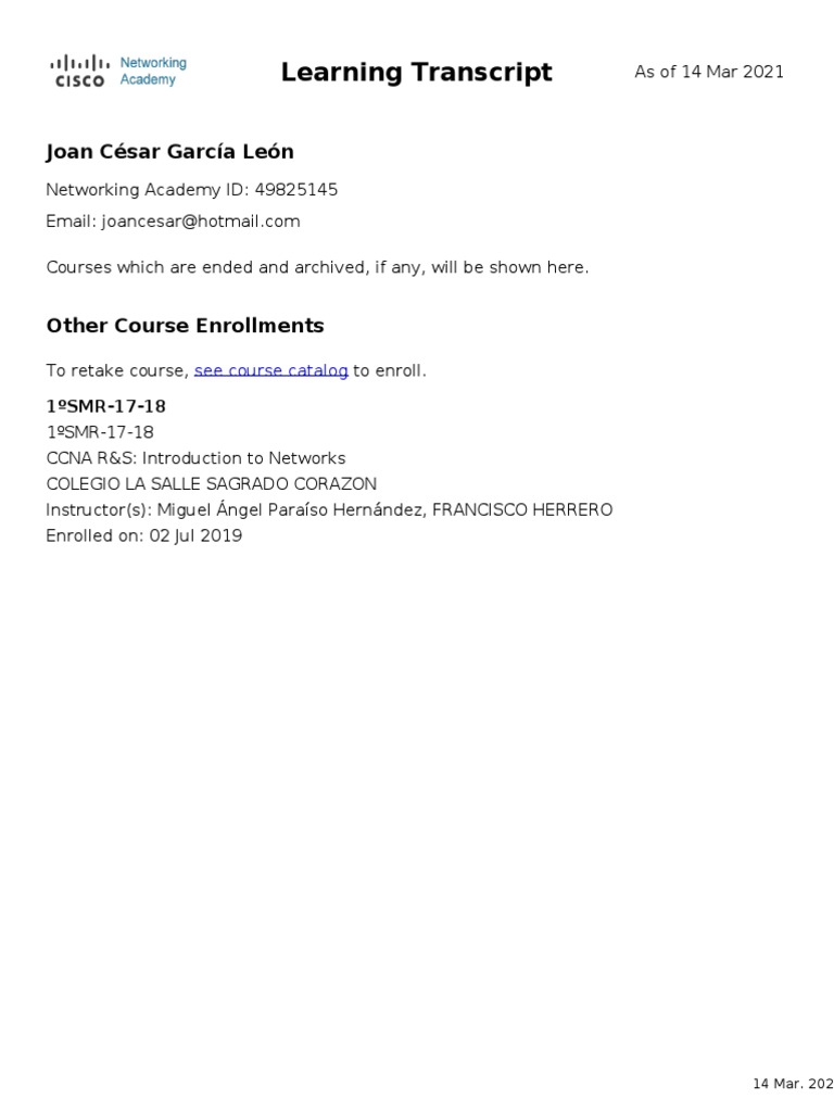 Joan's Networking Courses | PDF
