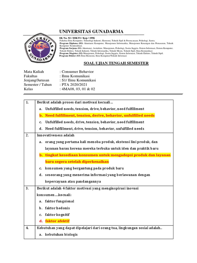 Lat. Soal UTS CB Salinan | PDF