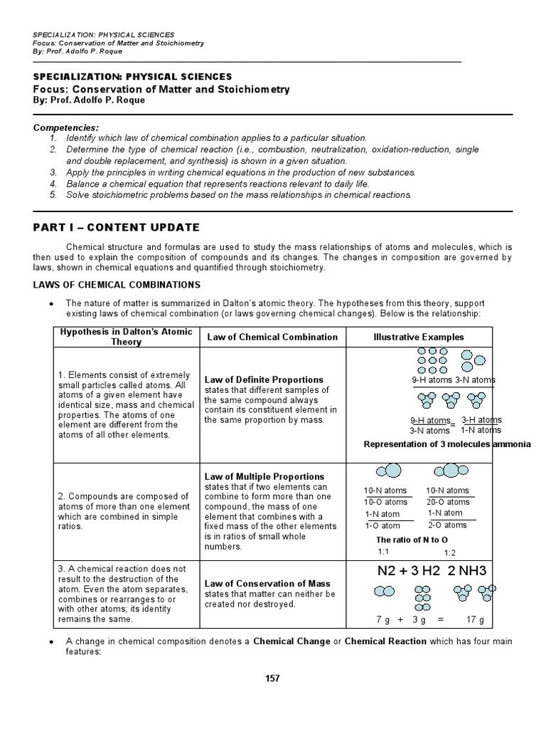 Conservation of Matter & Stoichiometry Guide | PDF | Mole (Unit ...