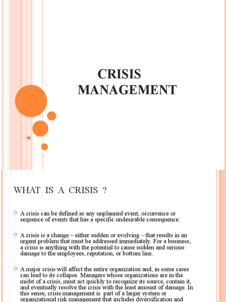 Crisis Management | PDF | Crisis Management | Regulatory Compliance