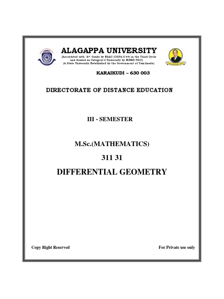 Differential Geometry | PDF | Curvature | Plane (Geometry)