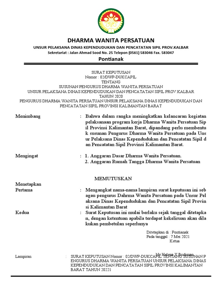 Dharma Wanita Persatuan Capil | PDF