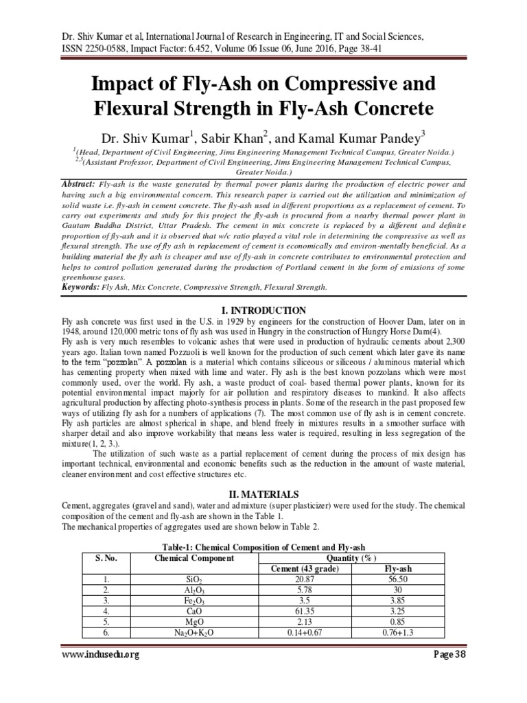 Impact of Fly Ash On Compressive and Fle | PDF | Fly Ash | Strength Of ...
