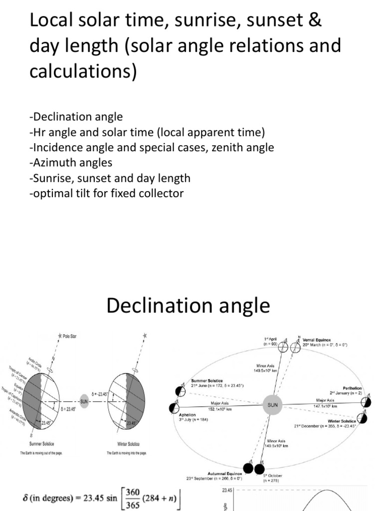 Local Solar Time, Sunrise Sunset Day Length | PDF | Astrometry ...