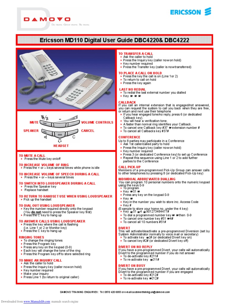 Ericsson MD110 User Guide | PDF | Networks | Telephony