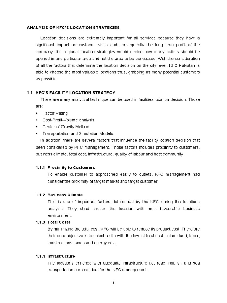 Analysis of KFC'S Location Strategies | PDF | Franchising | Labour ...