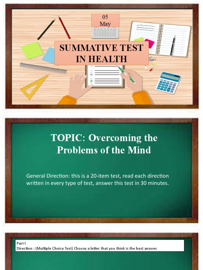 Summative Test in Health | PDF | Psychotherapy | Psychiatry