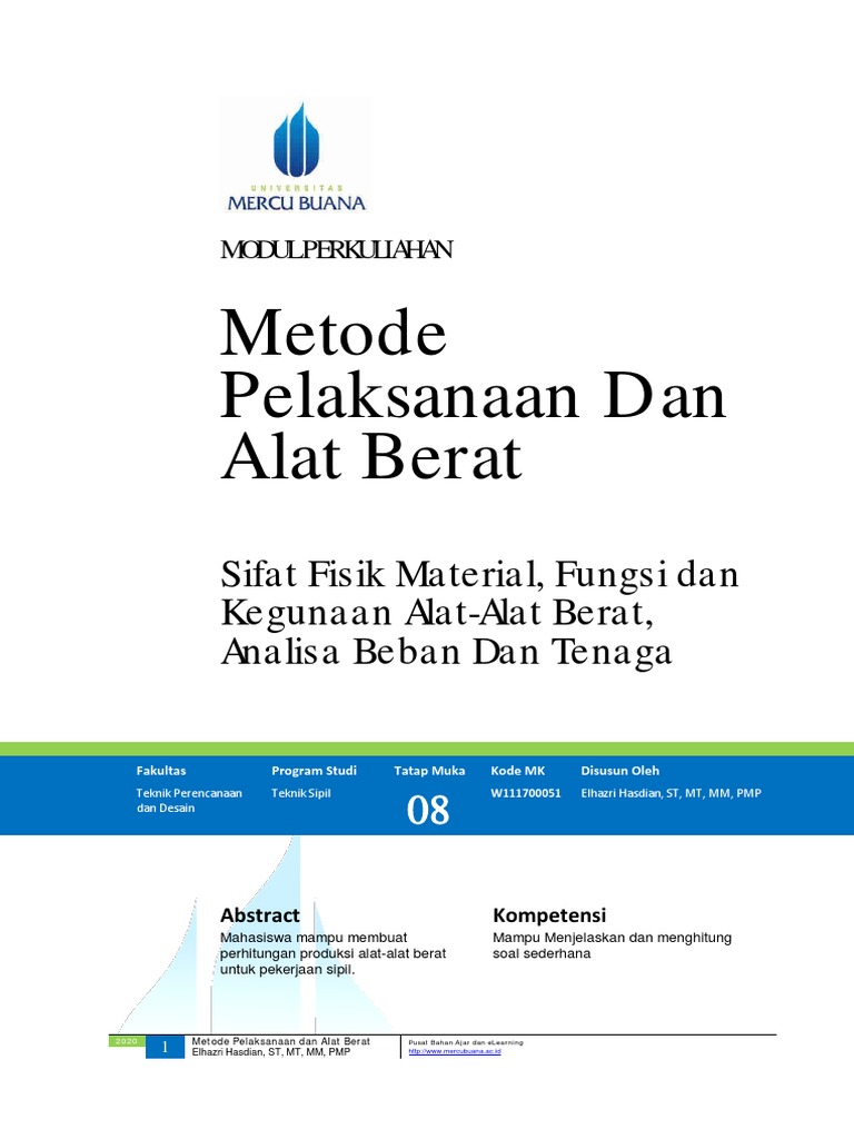 Modul8 Metode Pelaksanaan Alat Berat Elhazri | PDF