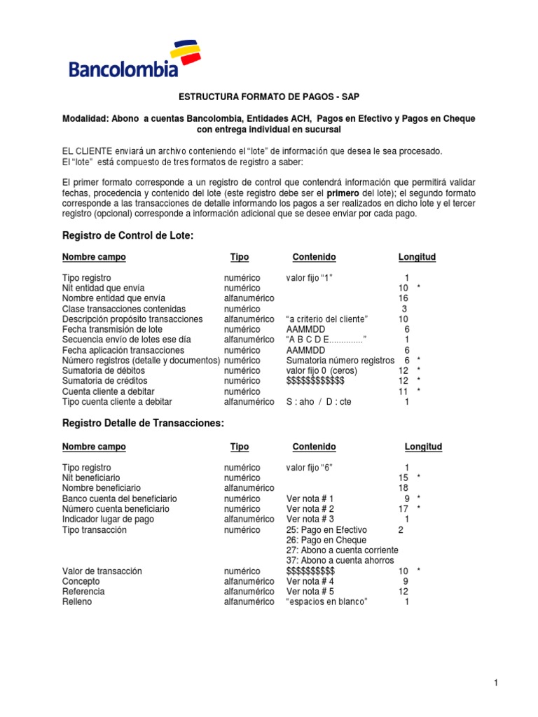 Formato Pagos SAP | PDF | Cheque | Empresas de servicios financieros
