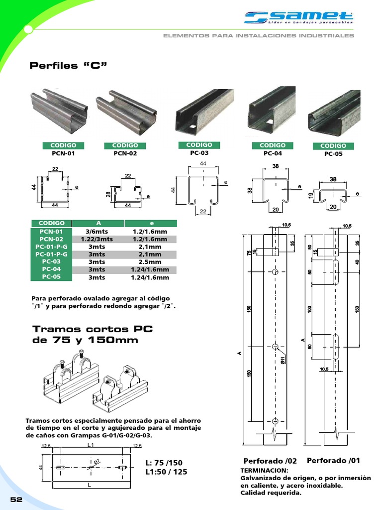 Perfil C Catalogo-2007-Samet-54 | PDF