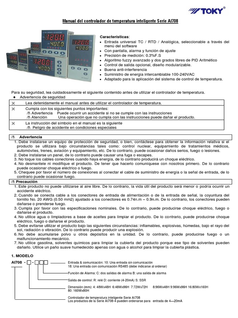 X Tronix Control de Temp Ai708 Manual | PDF | Par termoeléctrico | Ingenieria Eléctrica