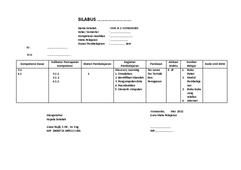 Silabus SMK N 2 Wonosobo | PDF