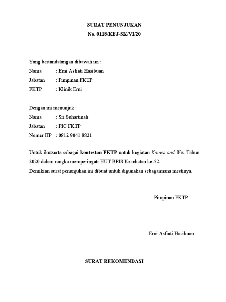 Penunjukan Dan Rekom Lomba | PDF