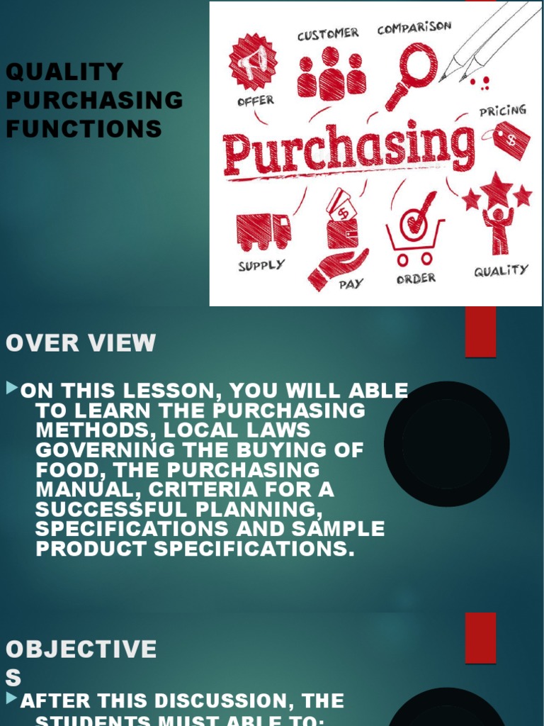 Purchasing Principles in Food Production | PDF | Specification ...