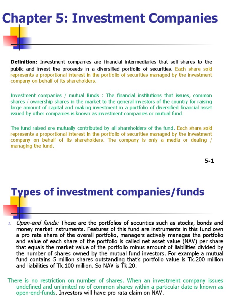Investment Companies Explained | PDF | Securities (Finance) | Investing