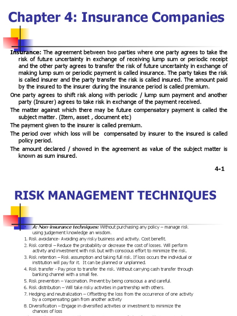 Chapter 4: Insurance Companies: Insurance: The Agreement Between Two ...
