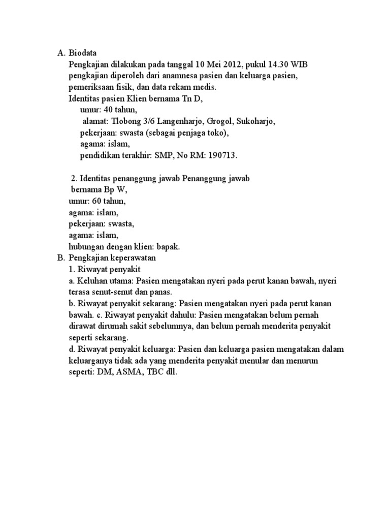 Askep Post Op Apendisitis | PDF