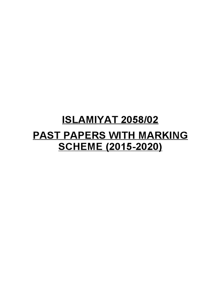 Islamiyat 2058-02 Past Papers WTH Markng Scheme (2015-2020) | PDF ...