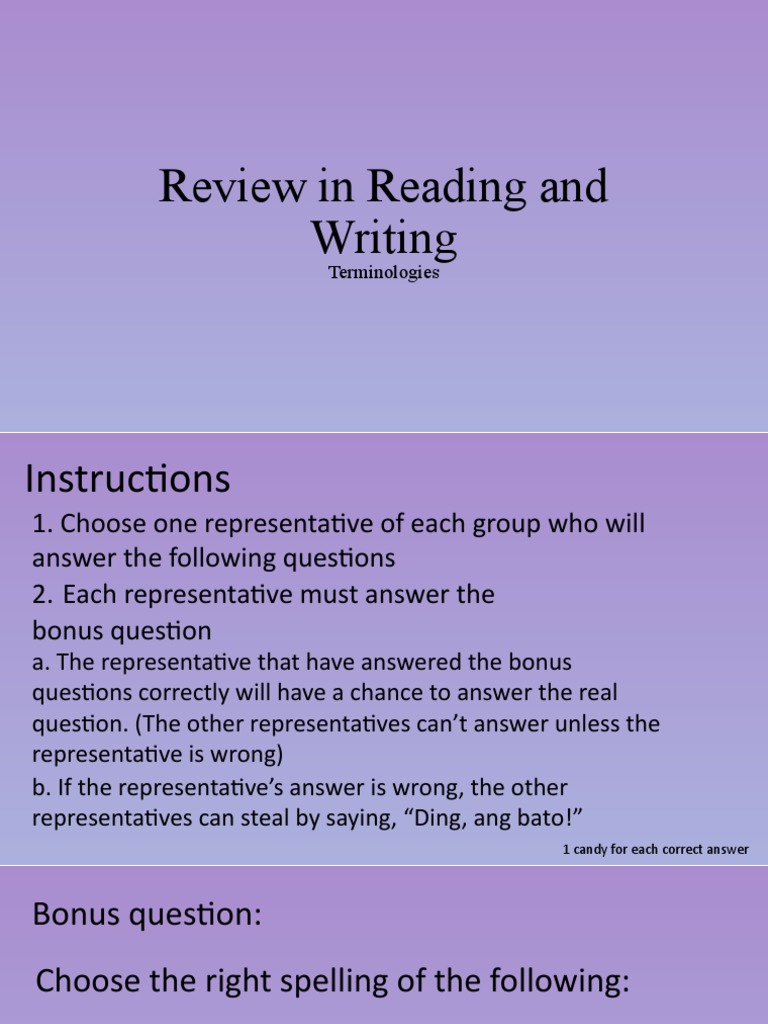 Review in Reading and Writing | PDF