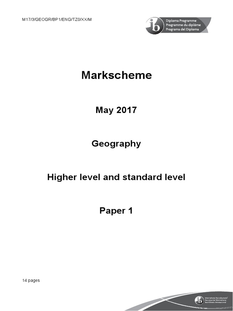 Geography Paper 1 HLSL Markscheme | PDF | Petroleum | Climate Change