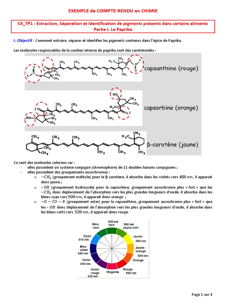 Exemple CR Chimie c4 tp1 | PDF | Chromatographie sur couche mince | Chimie