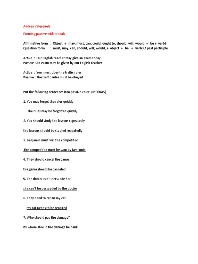 Passive Voice with Modals Guide | PDF