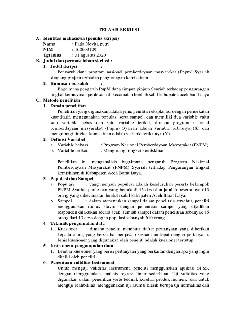 Contoh Telaah Skripsi | PDF