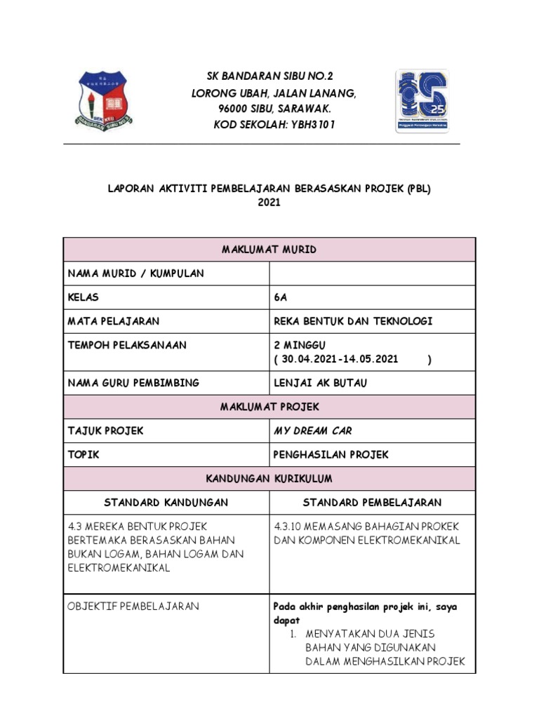 Laporan - PBL - Murid Sekolah Rendah - RBT | PDF