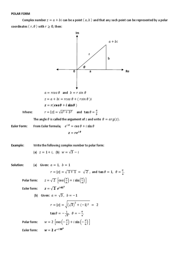 Polar Form and Euler | PDF | Sine | Trigonometric Functions