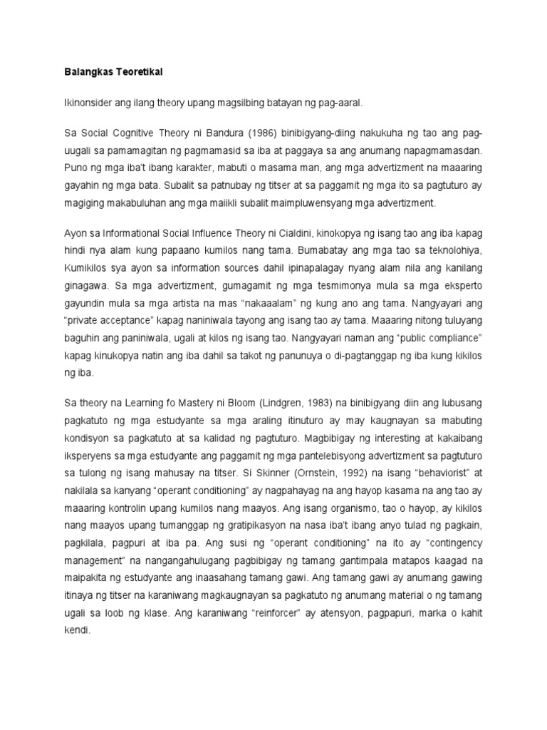 Balangkas Teoretikal | PDF