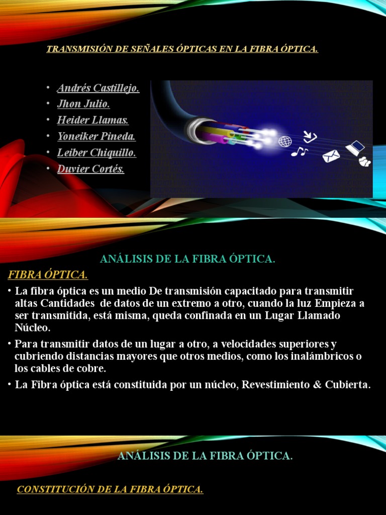 Exposición Señales Opticas en Fibra. | PDF | Fibra óptica | Óptica