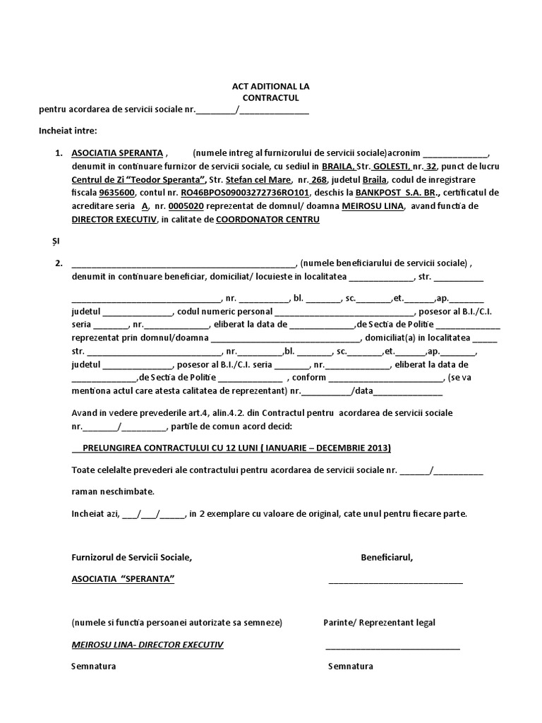 Act Aditional Contract | PDF