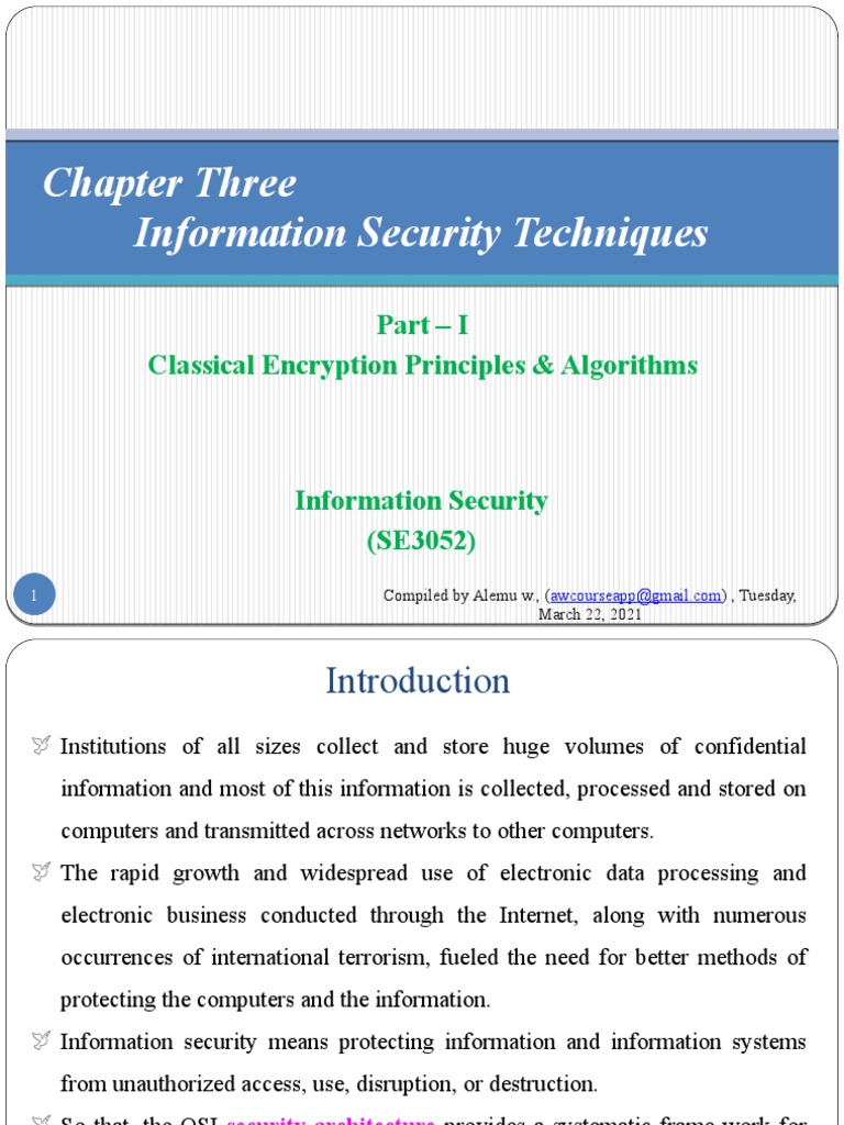 Classical Encryption Principles and Algorithms: An Introduction to Symmetric Cryptography | PDF ...
