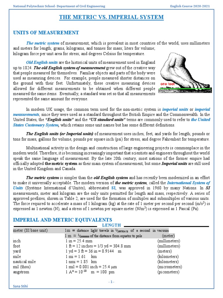 The Metric VS Imperial System | PDF | International System Of Units ...