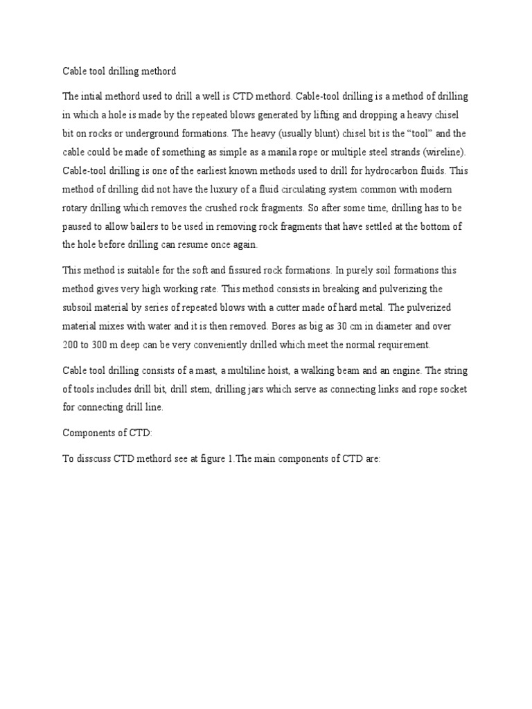 Cable Tool Drilling Methord | PDF | Drilling Rig | Drilling