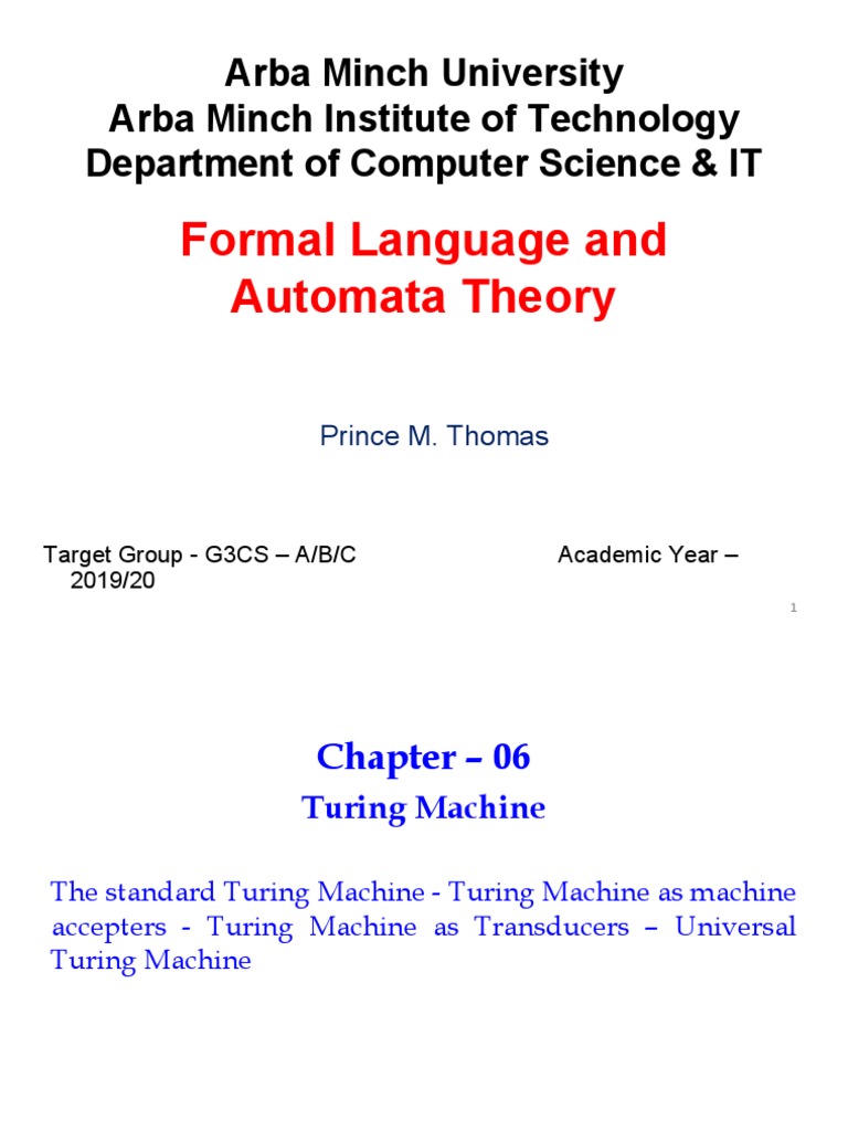 Chapter 06 - Turing Machine | PDF | Models Of Computation | Theory Of ...