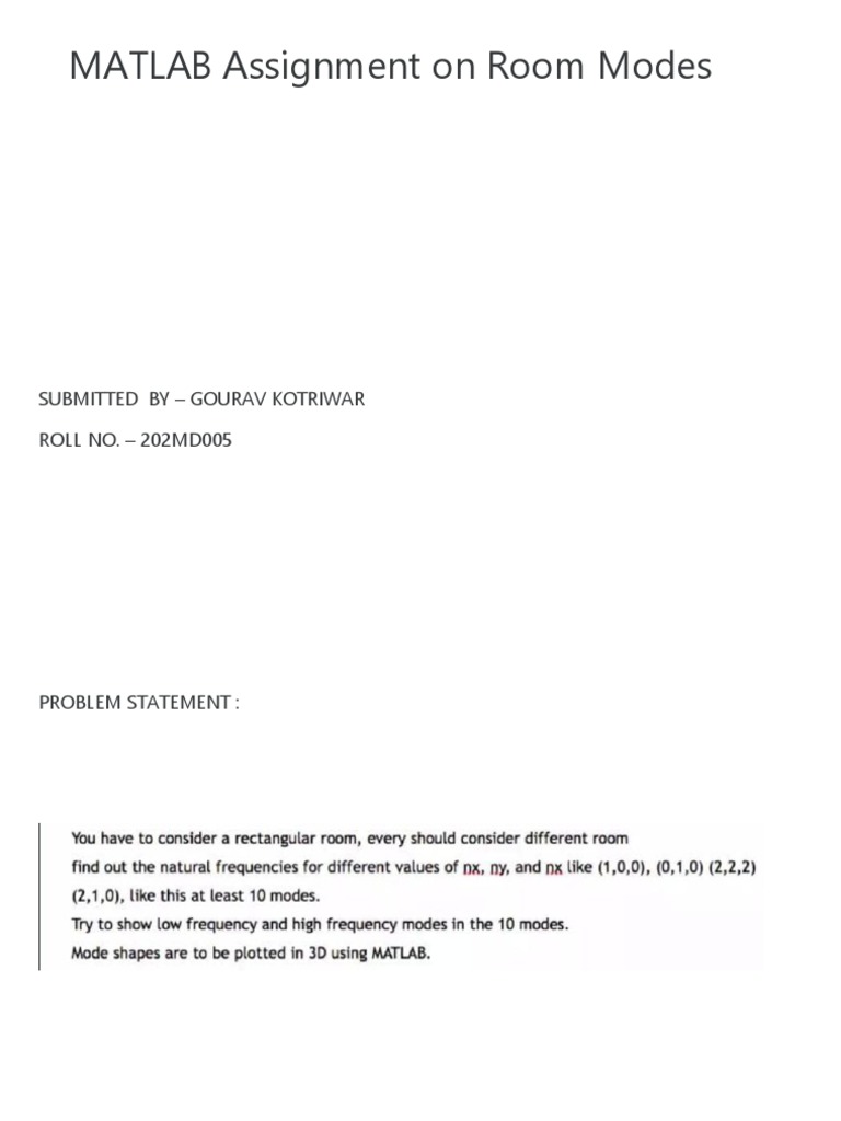 MATLAB Room Modes Frequency Analysis | PDF