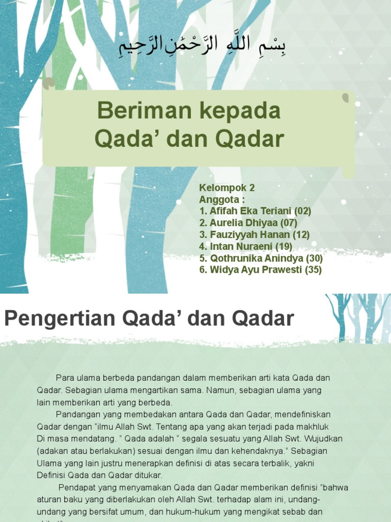 Beriman Kepada Qada Dan Qadar Kel 2 | PDF