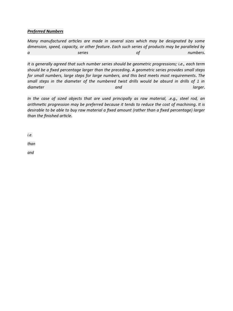 Preferred Numbers | PDF