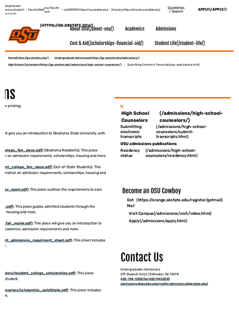 OSU Admissions Publications - Oklahoma State University | PDF ...