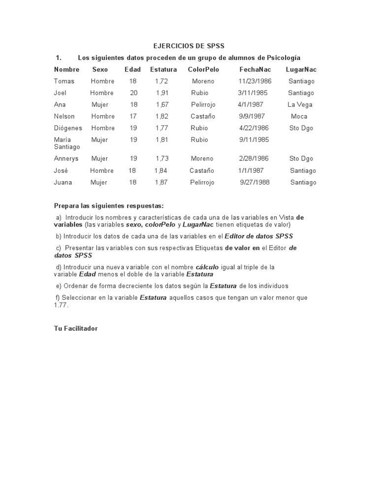 Ejercicios SPSS | PDF