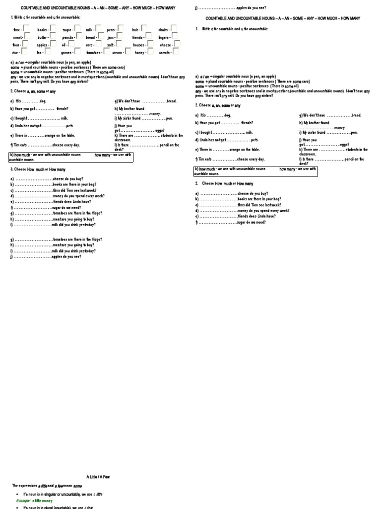 COUNTABLE AND UNCOUNTABLE NOUNS Legal | PDF | Noun | Plural